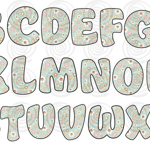 Flower Power Alphabet Letter Set | Doodle Letters | Digital Download ...
