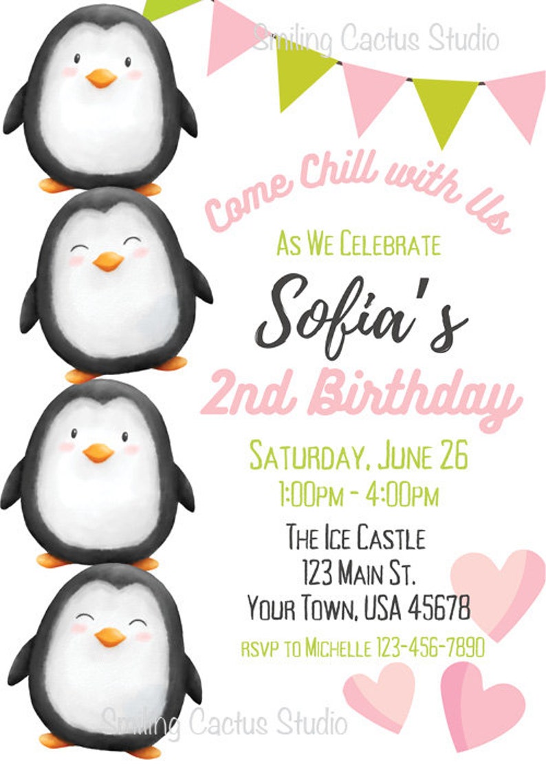 Penguin Birthday Party Invitation, Boy Penguin Editable Invite, Penguin ...