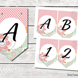 Smiley Face Banner Alphabet, Boho Birthday Banner Letters, Printable ...