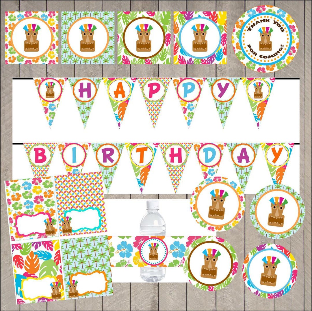 Tiki Luau Party Package, Luau Birthday Party, INSTANT DOWNLOAD DIY ...