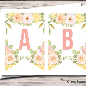 Beautiful Floral Alphabet Banner Letters - Printable Birthday Party ...