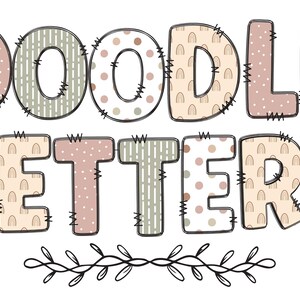 Boho Doodle Letter Set, Boho Clipart Alphabet Png, Shabby Chic Decor ...