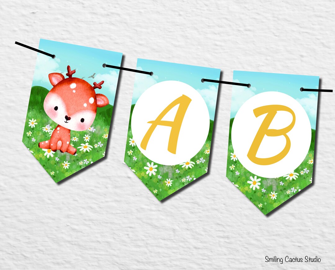 Woodland Creature Banner Alphabet, 1st Birthday Banner Letters ...