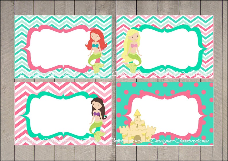 Mermaid Birthday Decoration Food Label Beach Party Table - Etsy