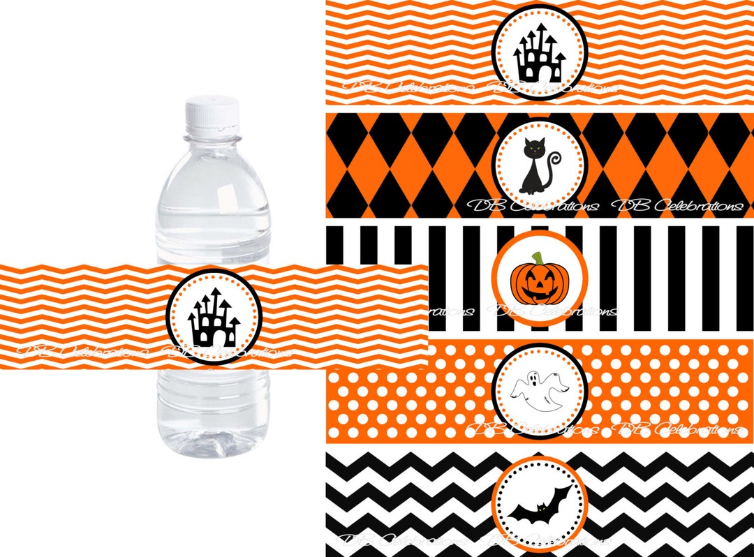 Halloween Water Bottle Labels, Halloween Water Bottle Wrap, INSTANT ...