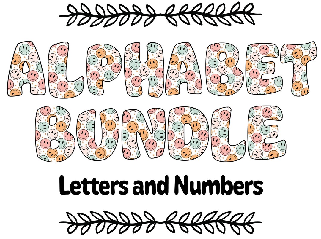 Smiley Face Alphabet Letter Set | Doodle Letters | Digital Download PNG ...