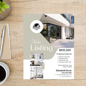 25 Real Estate New Listing Flyer Bundle, Neutral Real Estate Branding ...