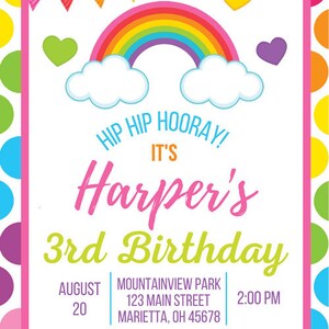 Rainbow Birthday Party Invitation, Fill in the Blank Invitation ...
