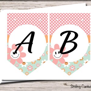 Smiley Face Banner Alphabet, Boho Birthday Banner Letters, Printable ...