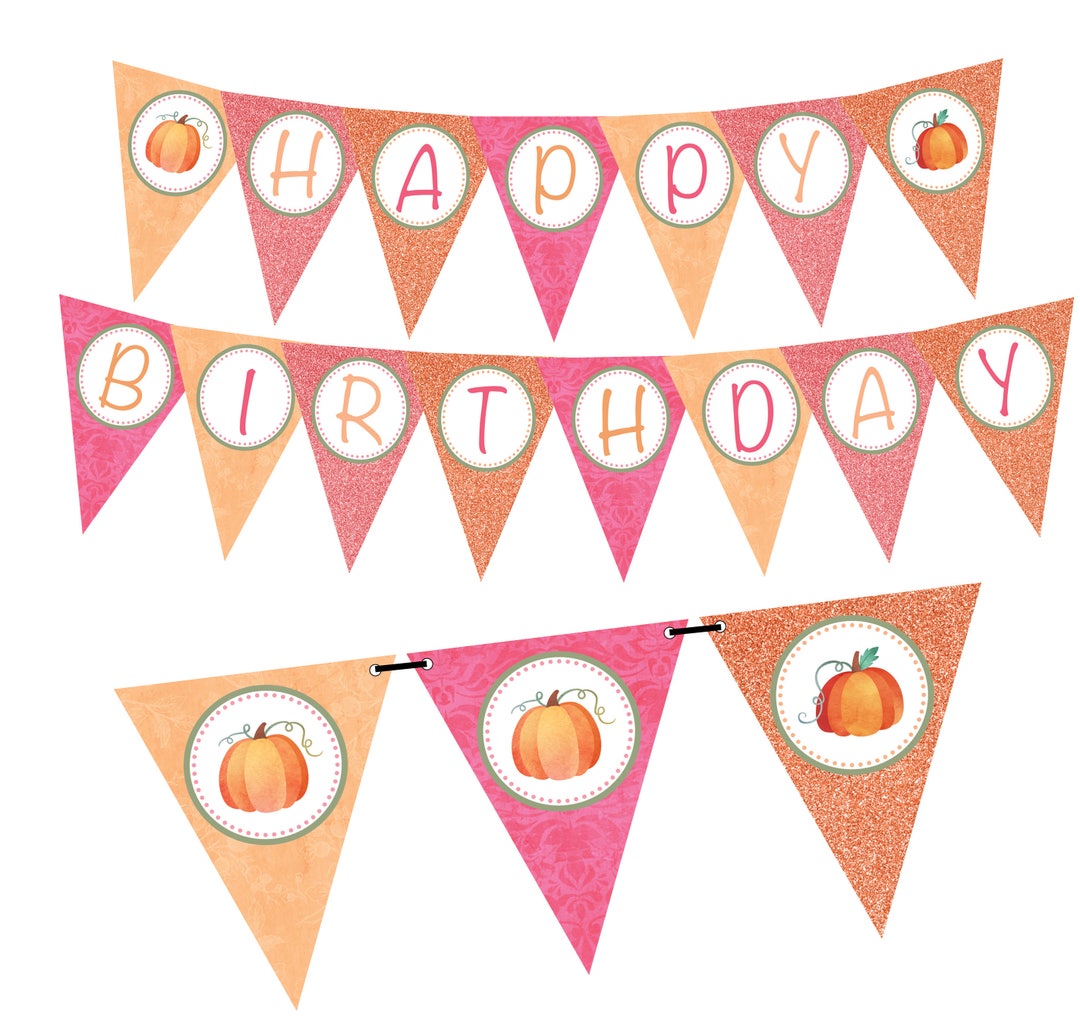 Fall Pumpkin Happy Birthday Banner, Little Pumpkin Birthday, Kids ...