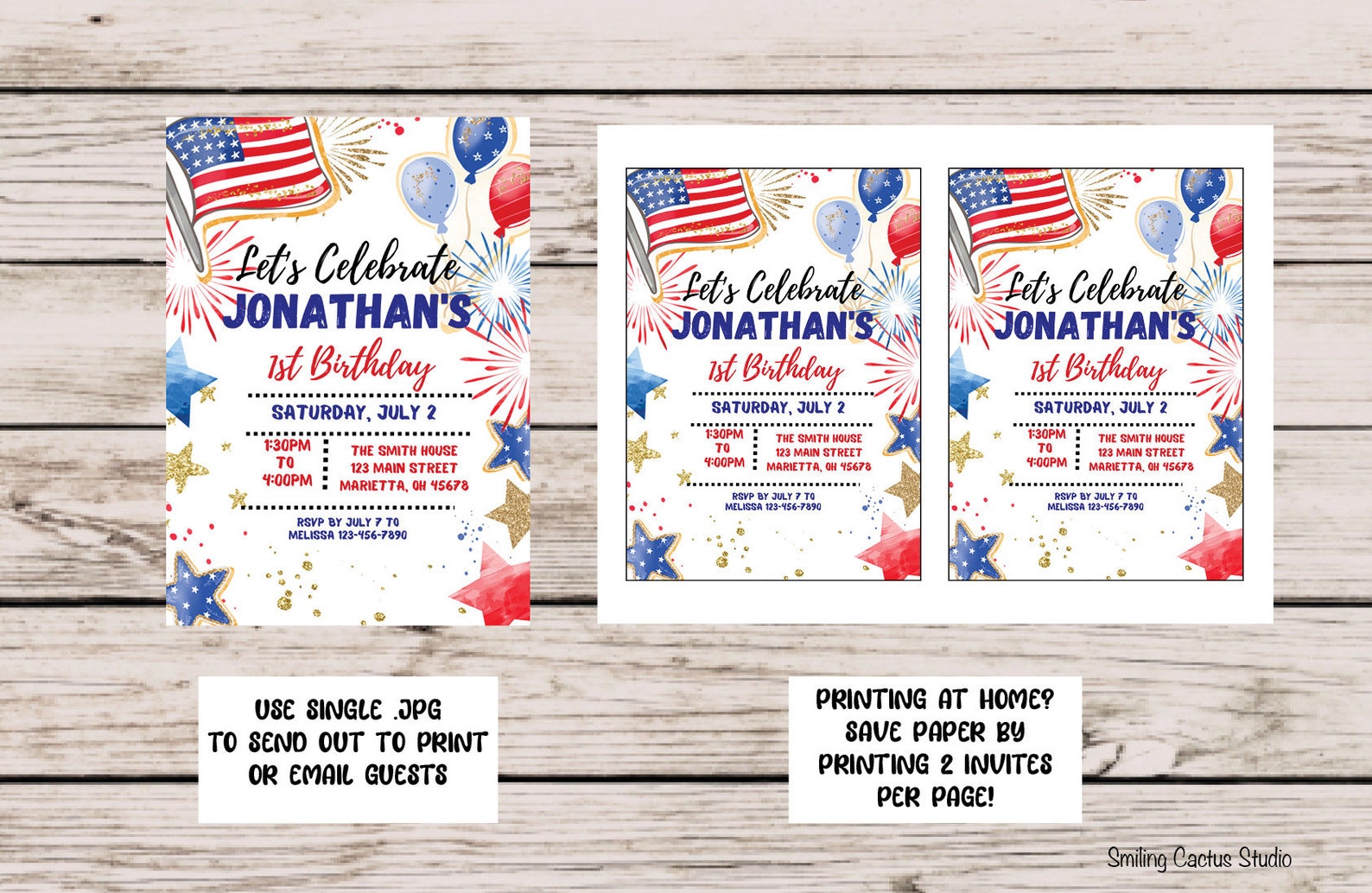 EDITABLE Patriotic Birthday Party Invitation Stars and - Etsy