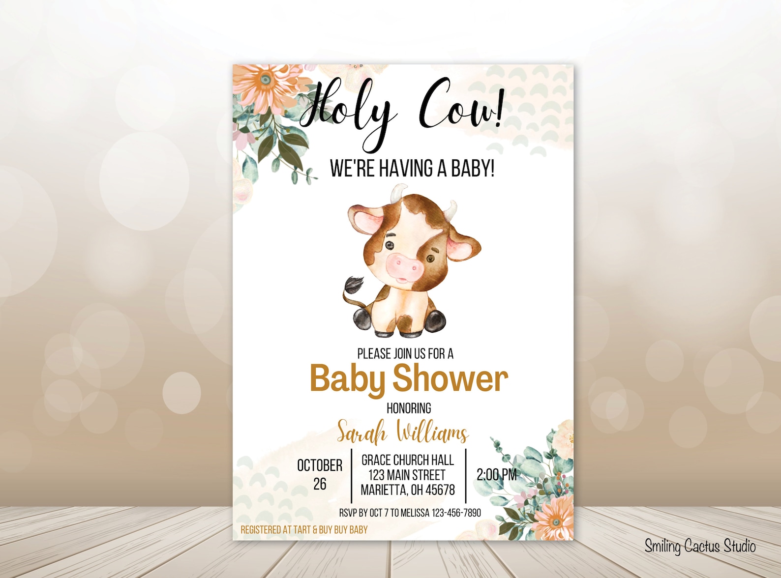 Cow Baby Shower Invitation Cow Invite Girl Baby Shower Farm - Etsy