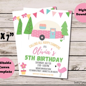 Camping Birthday Invitation, Glamping Birthday Party Invite, the Great ...