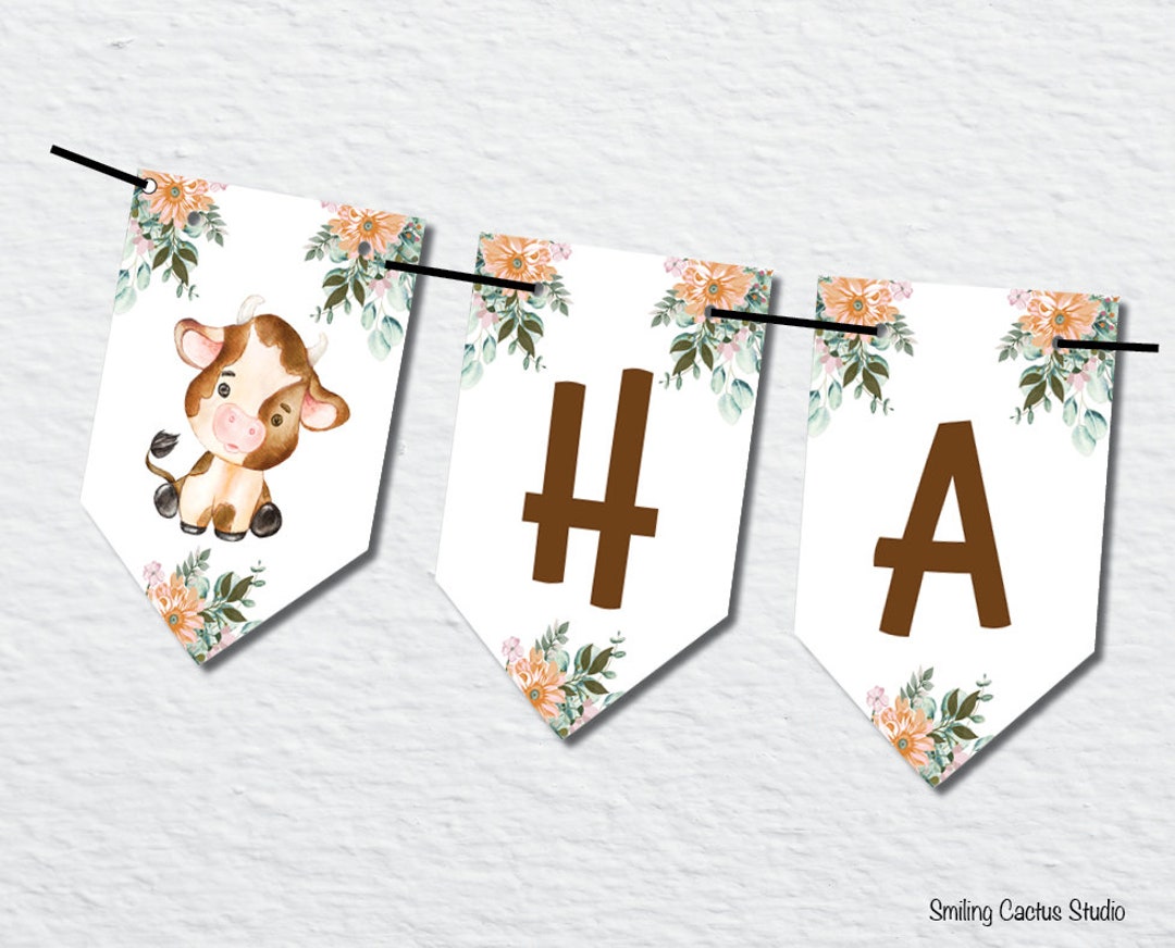 Cute Cow Birthday Banner Barnyard Party Decor Farm Birthday - Etsy