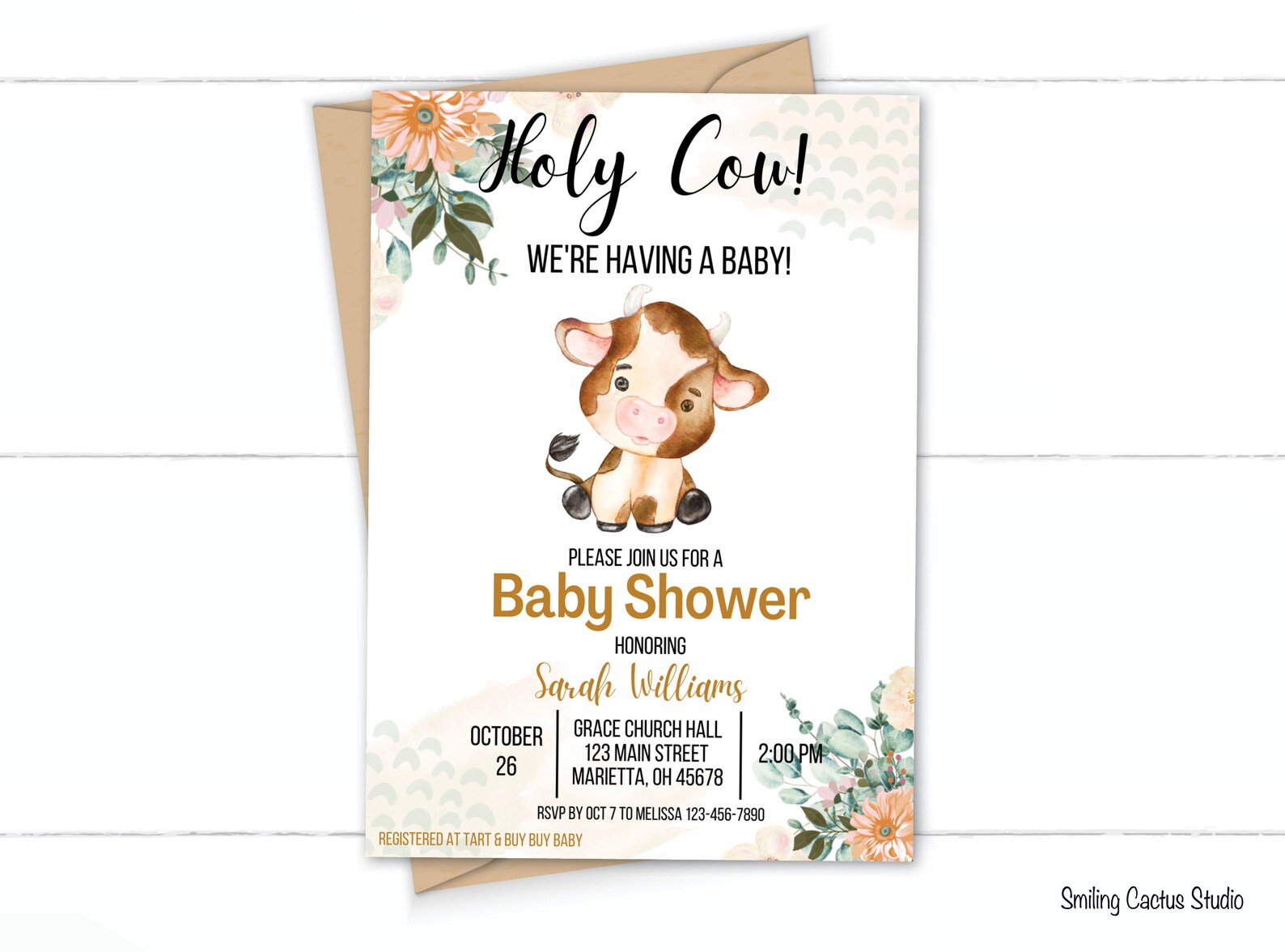 Cow Baby Shower Invitation Cow Invite Girl Baby Shower Farm - Etsy