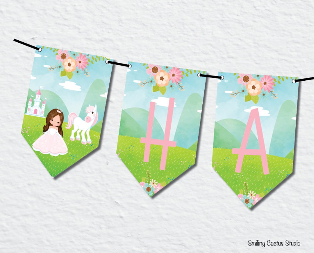 Princess Birthday Banner, Happy Birthday Banner INSTANT DOWNLOAD ...