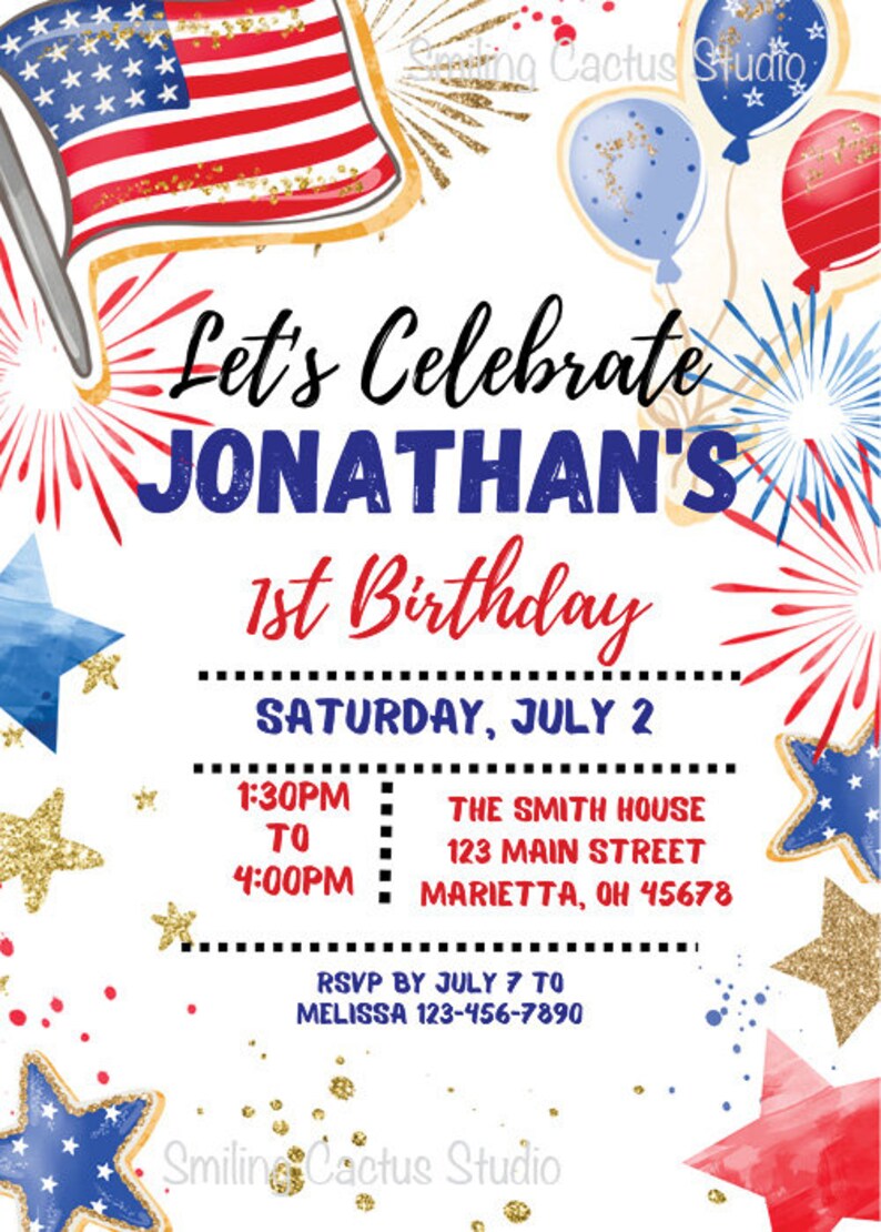 EDITABLE Patriotic Birthday Party Invitation Stars and - Etsy