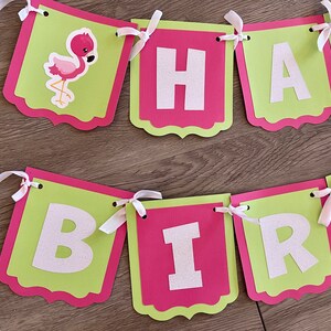 Pink Flamingo Birthday Banner, Flamingo Birthday Party Decoration, 3D ...
