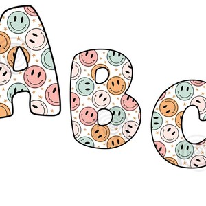 Smiley Face Alphabet Letter Set | Doodle Letters | Digital Download PNG ...