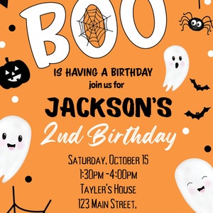 EDITABLE Boo Halloween Birthday Party Invitation, Printable File, Canva ...