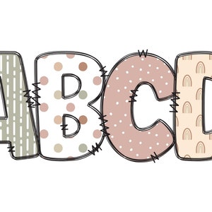 Boho Doodle Letter Set, Boho Clipart Alphabet Png, Shabby Chic Decor ...