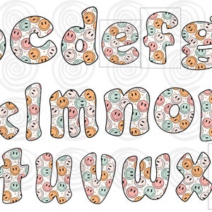 Smiley Face Alphabet Letter Set | Doodle Letters | Digital Download PNG ...
