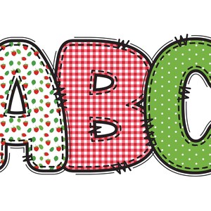 Strawberry Doodle Letters Set, Strawberry Clipart Alphabet PNG, Berry ...