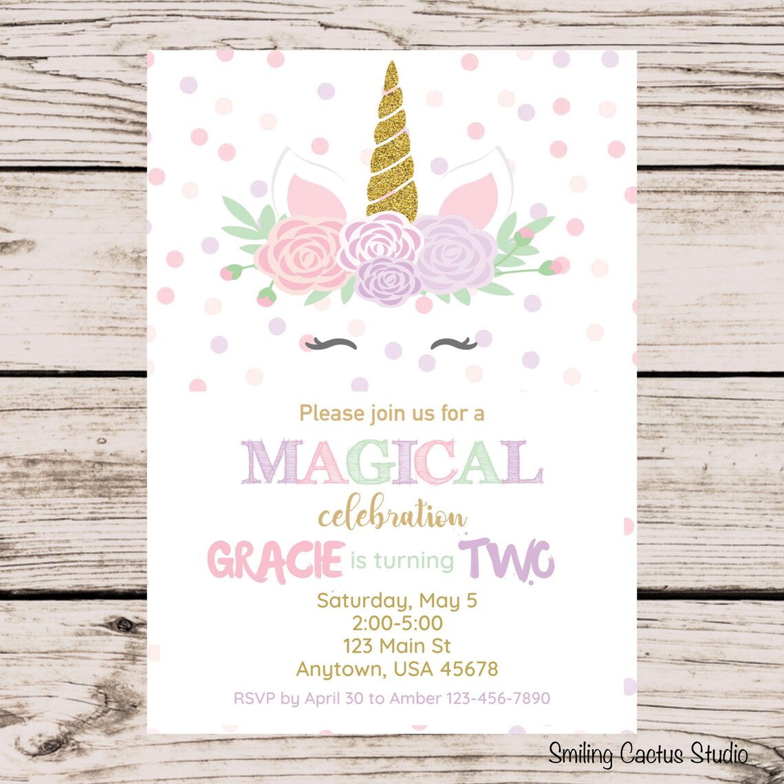 Unicorn Invitation EDITABLE Invitation Unicorn Invite Canva - Etsy