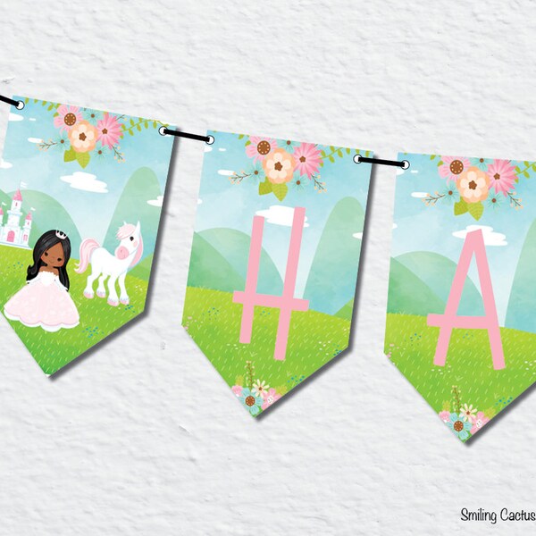 Princess Happy Birthday Printable Banner - Etsy