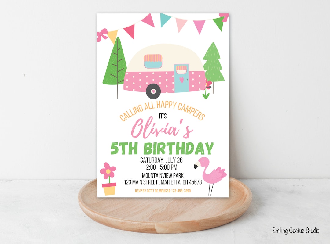 Camping Birthday Invitation, Glamping Birthday Party Invite, the Great ...