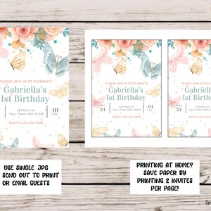 Butterfly Birthday Invitation, Butterfly Party, Editable Invitation ...