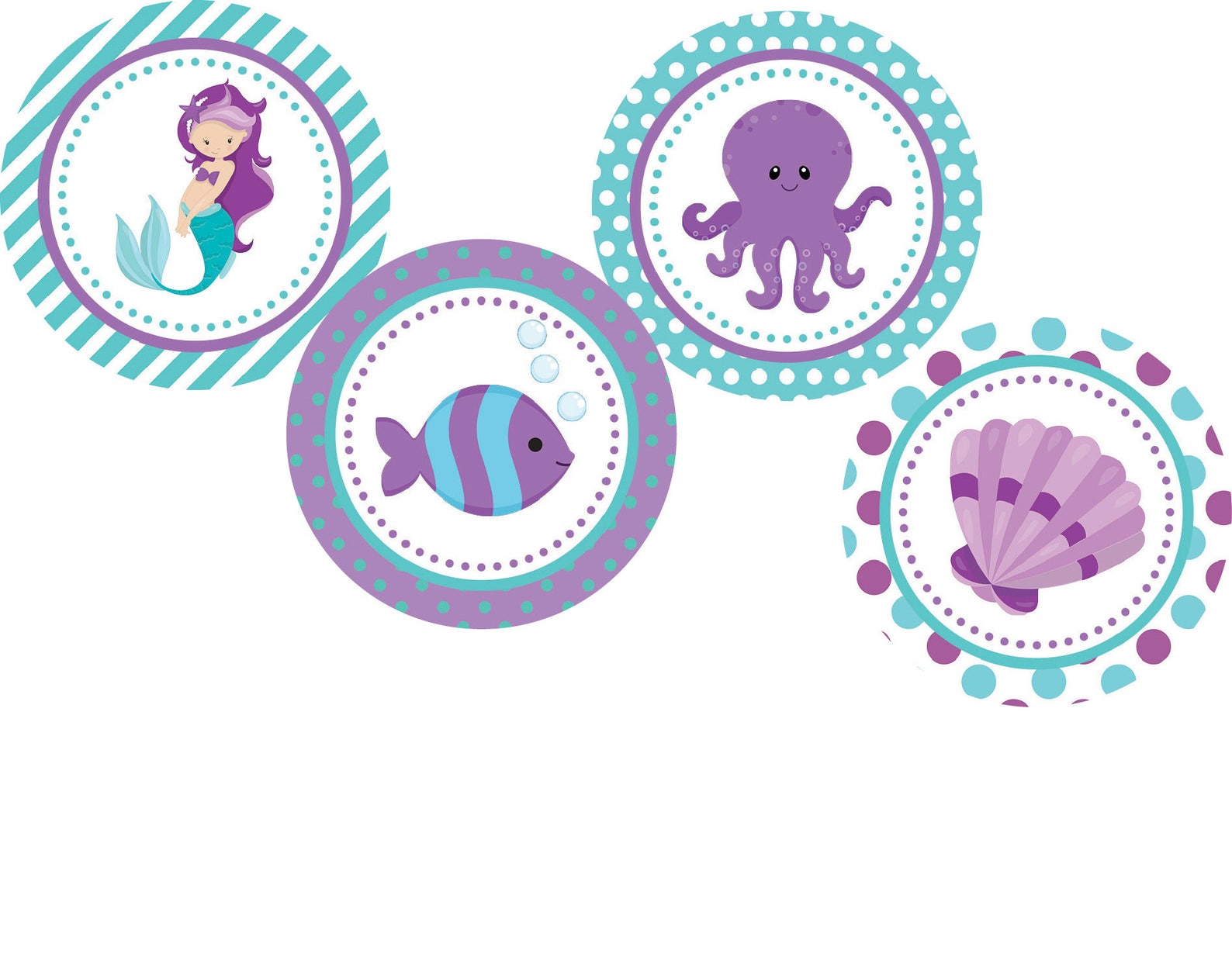 Mermaid Birthday Party Decoration Purple Mermaid Cupcake - Etsy