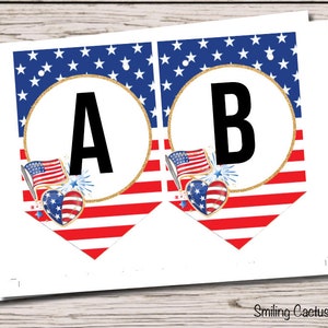 Stars and Stripes Banner Alphabet, America Banner Letters, 4th of July ...