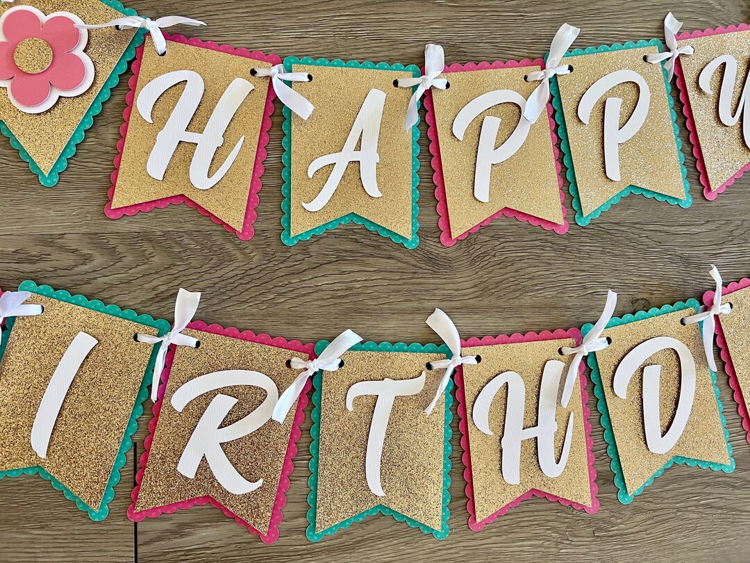 3D Glitter Daisy Birthday Banner, Flower Party Decoration, 3D Flower ...