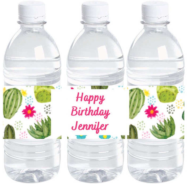 Editable Cactus Water Bottle Labels Cactus Birthday Decor - Etsy