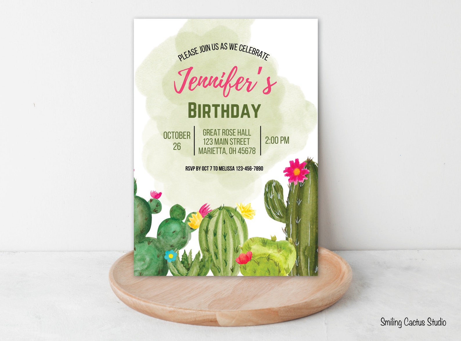 Watercolor Cactus Birthday Invitation, Cactus Party, Fiesta Invitation ...