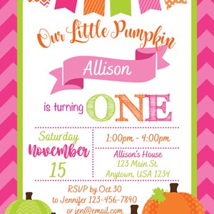 EDITABLE Pumpkin Birthday Party Invitation, Printable File, Canva ...