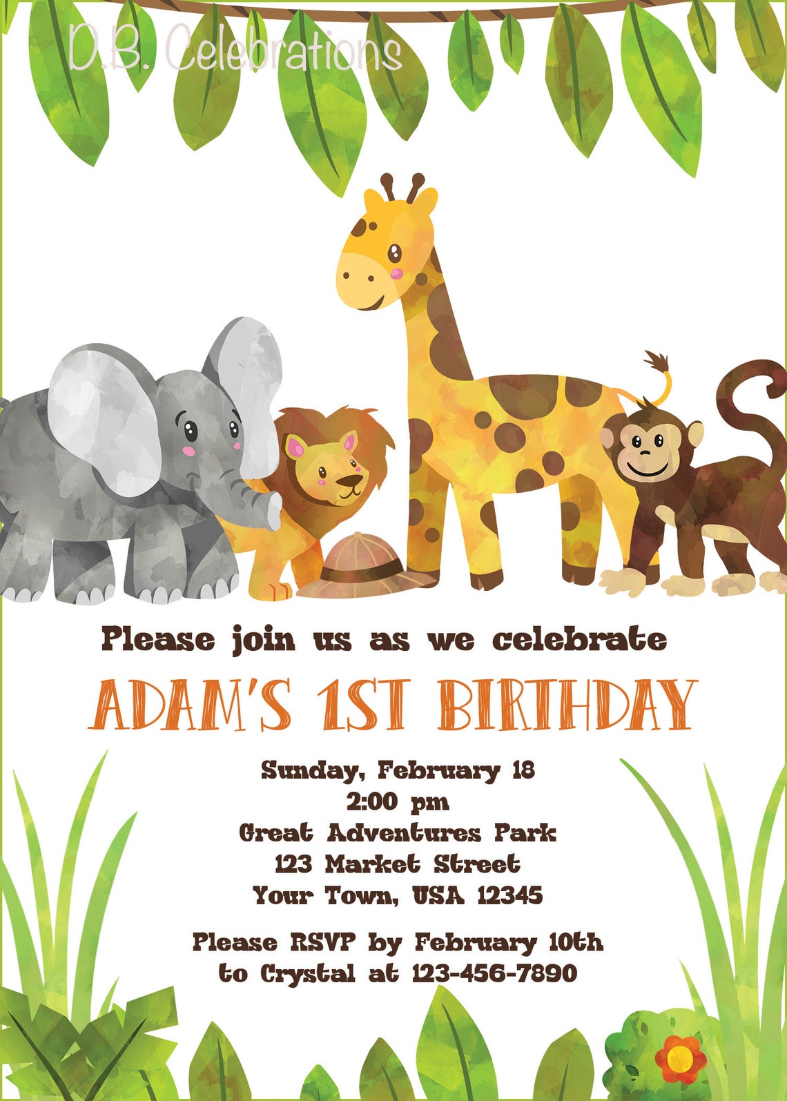 EDITABLE Safari Birthday Party Invitation Printable File - Etsy