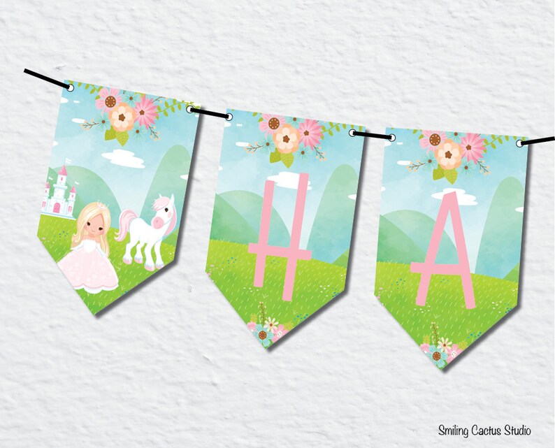Princess Birthday Banner Happy Birthday Banner INSTANT - Etsy