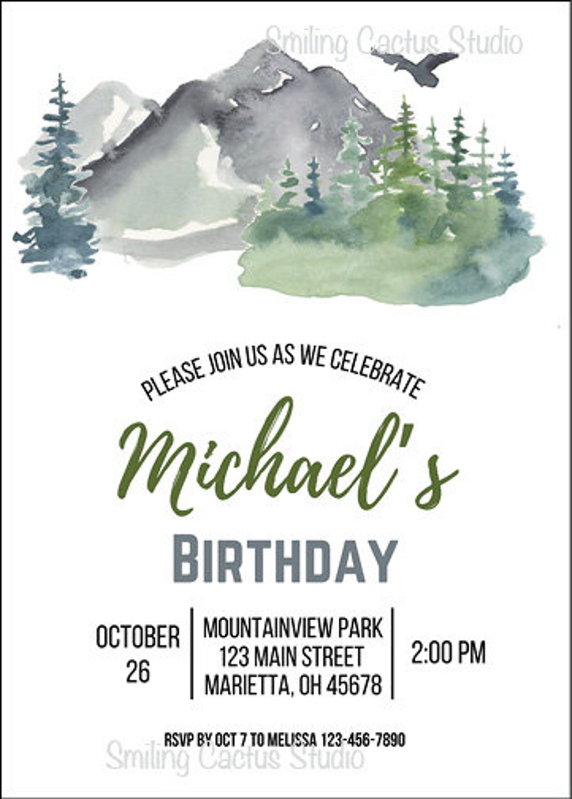 Mountain Birthday Invitation, Outdoors Birthday Invite, Editable ...