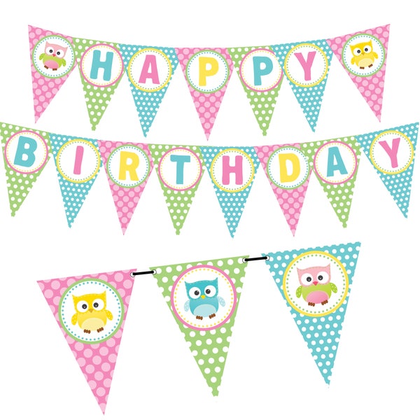 Owl Birthday Banner - Etsy