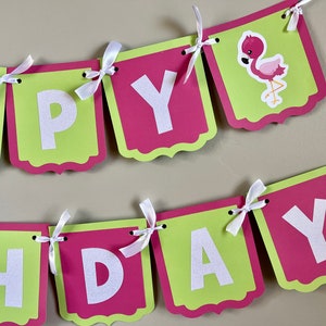 Pink Flamingo Birthday Banner, Flamingo Birthday Party Decoration, 3D ...