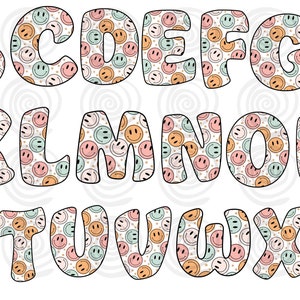 Smiley Face Alphabet Letter Set | Doodle Letters | Digital Download PNG ...