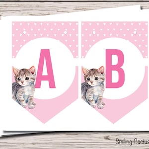 Pink Kitty Cat Banner Alphabet, Cat Birthday Letter Set, Printable ...