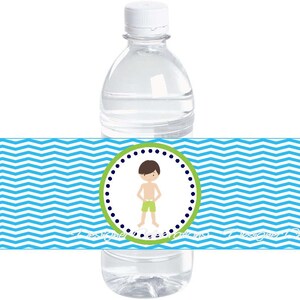 Summer Boy Water Bottle Label, Water Bottle Wrap, Beach Party, Pool ...