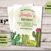 Watercolor Cactus Birthday Invitation, Cactus Party, Fiesta Invitation ...