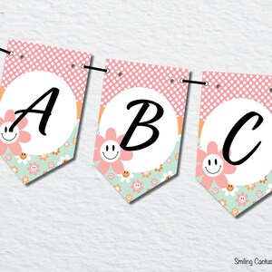 Smiley Face Banner Alphabet, Boho Birthday Banner Letters, Printable ...