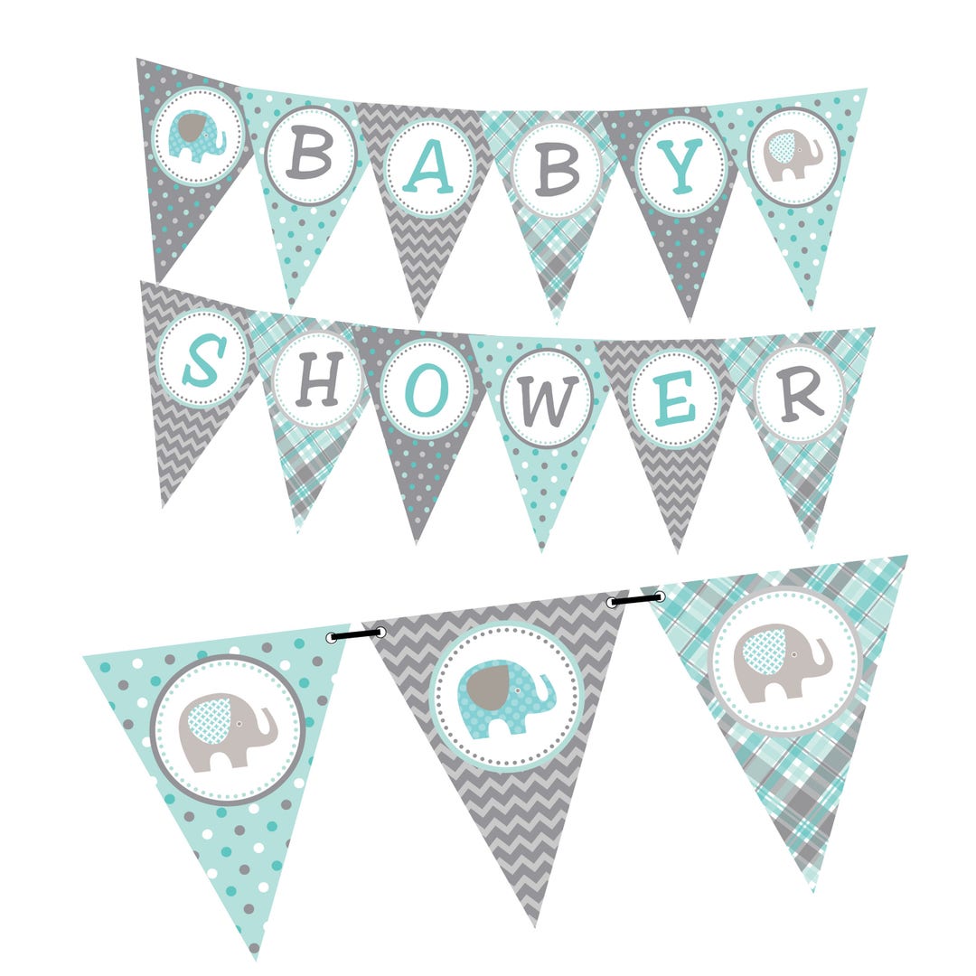 Blue Elephant Baby Shower Banner, It's A Boy Printable Party Sign, Blue ...