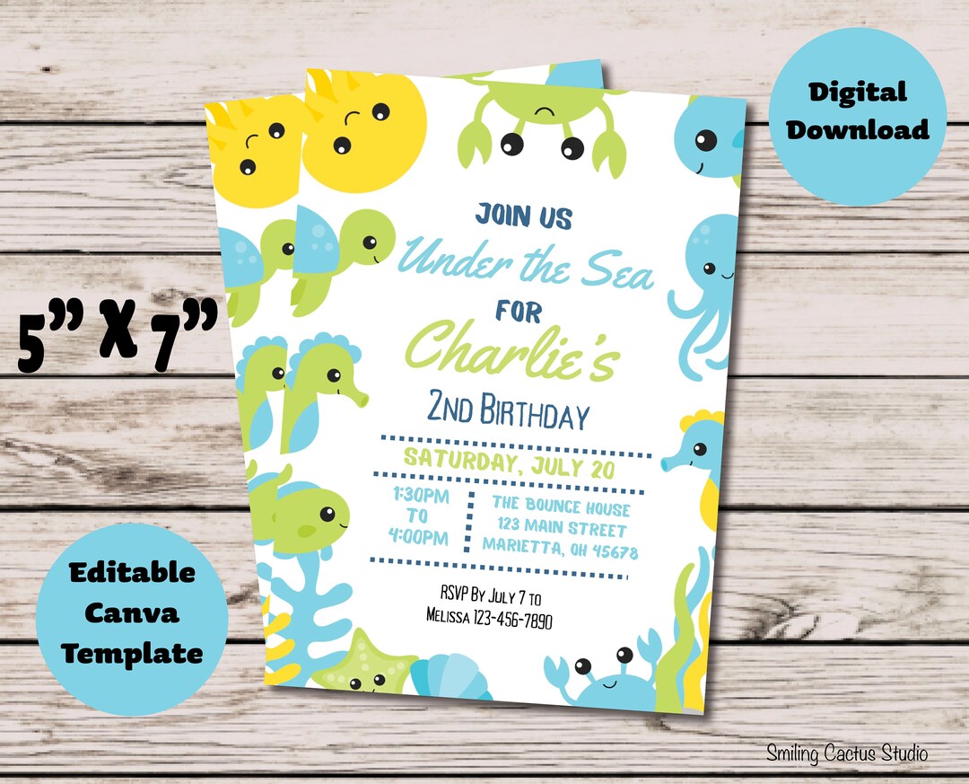 Under the Sea Invitation, Editable Invitation, Summer Invitation, Boy ...