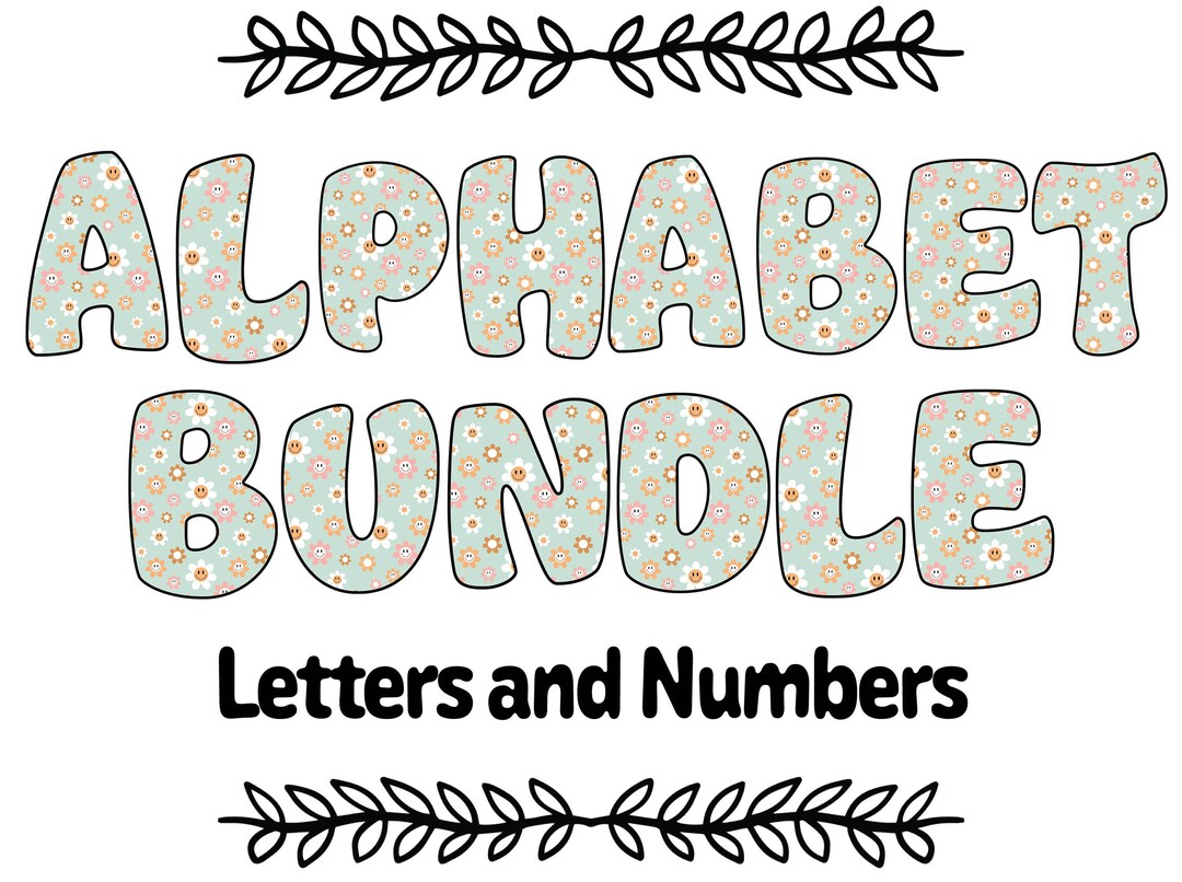 Flower Power Alphabet Letter Set Doodle Letters Digital Download PNG ...